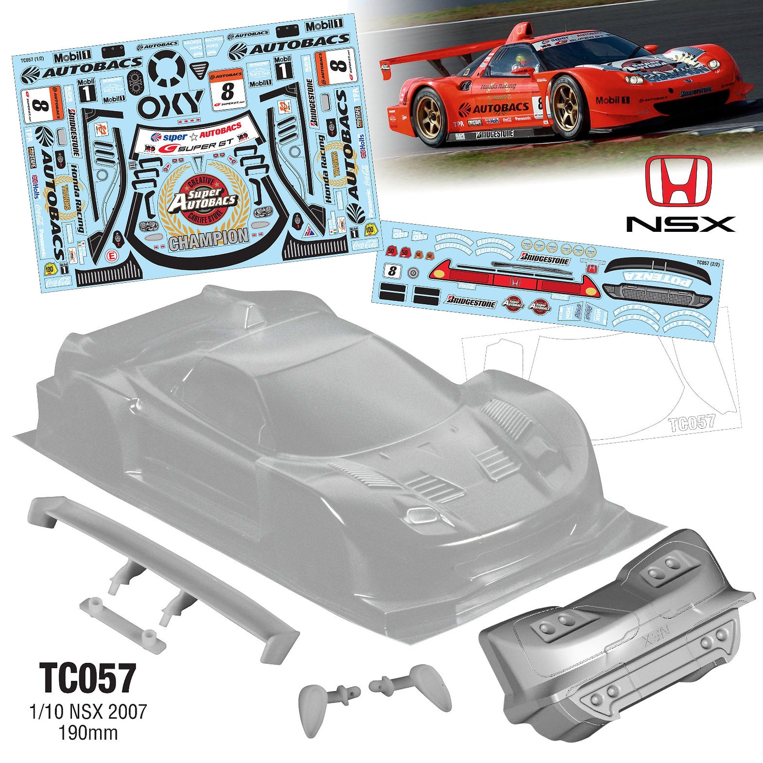 TC057 1/10 AGURI NSX 2007 tamiya TT01 TT02 – L&L models