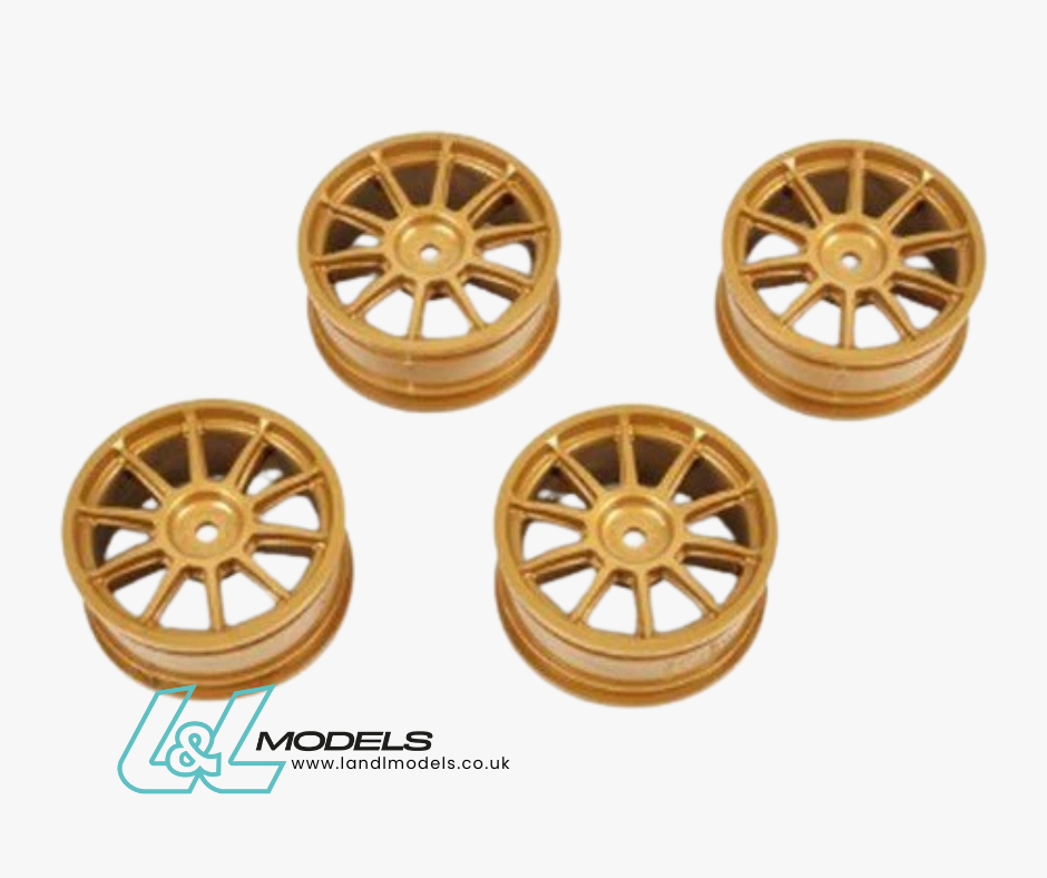 Tamiya Medium-Narrow 10-Spoke Wheels (Gold, Offset 0) – #51022 – L&L models