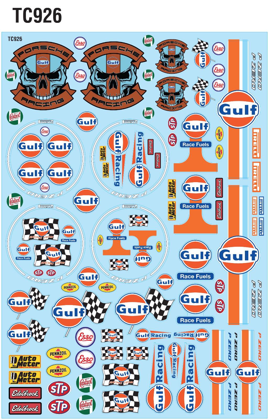 TC926 Gulf Logo Sticker, A4 RC Decals Tyre Tamiya HPI KYOSHO – L&L models