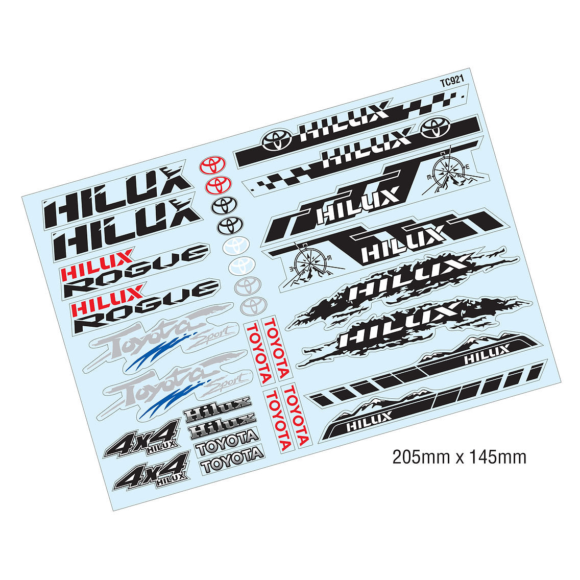 TC921 1/10 Toyota Hilux Sticker, A5 RC Decals Tamiya HPI KYOSHO – L&L ...