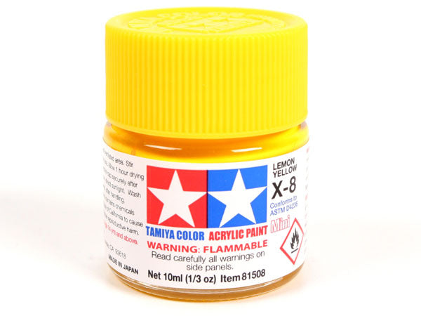 Tamiya X-8 Lemon Yellow Mini Acrylic Paint - 10ml 81508 – L&L models