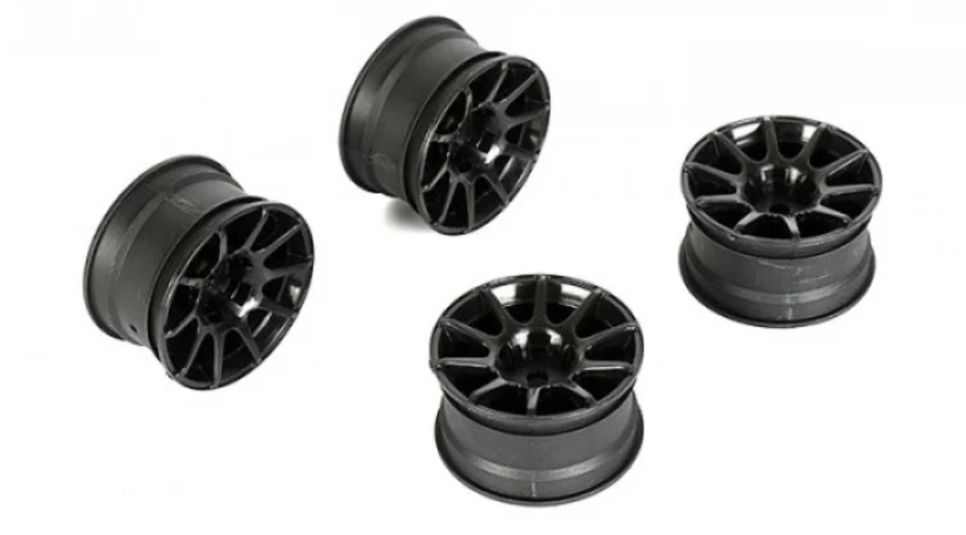 M CHASSIS WHEELS 10 SPOKE 4 PIECE "BLACK" OFFSET +4MM – L&L models